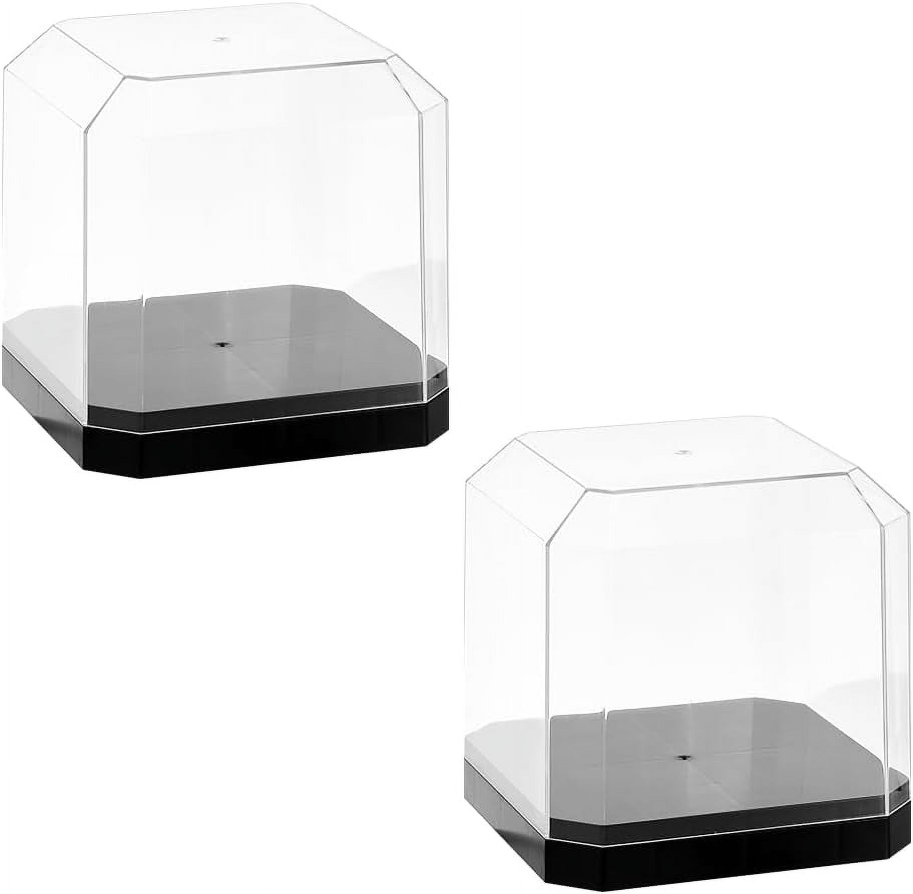 2Pcs Plastic Minifigures Display Case with Black Base Transparent Case ...