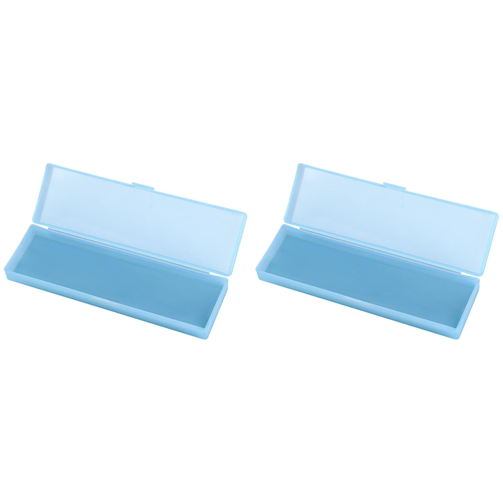 2Pcs Plastic Pencil Case, Clear Pencil Box with Snap-tight Lid, Hard ...