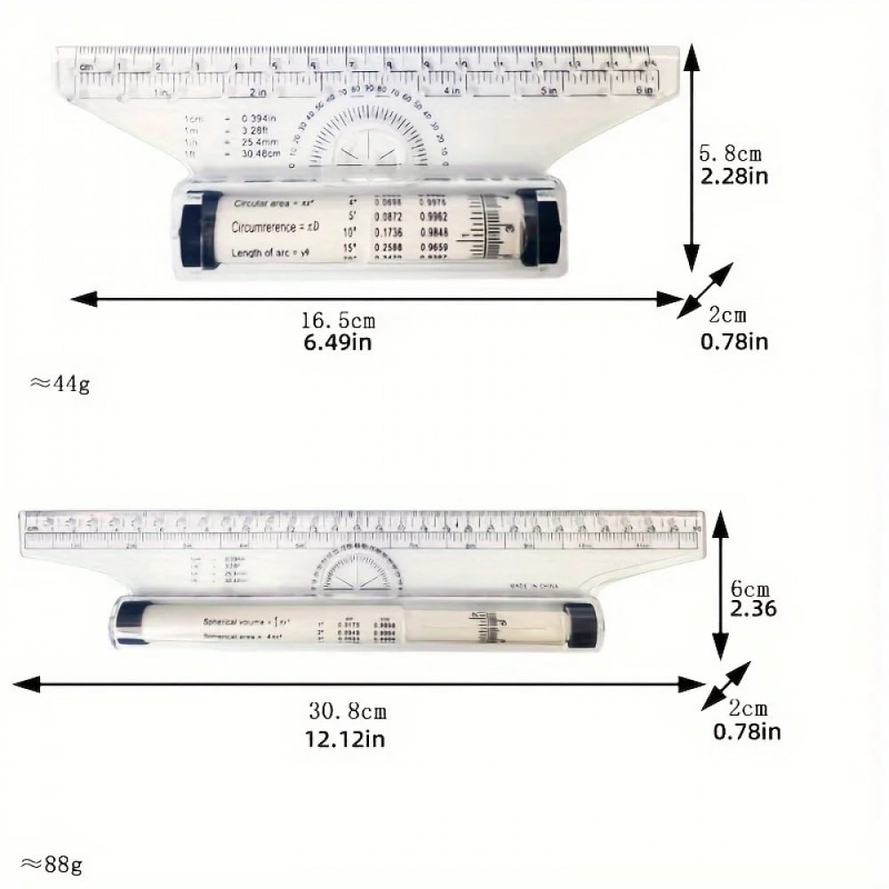 2Pcs Plastic Ruler Drawing Roller Ruler Parallel Multi-functional ...