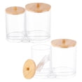 2Pcs Plastic with Wood Containers Swab Containers Clear 15.3x8.8x12.4cm ...