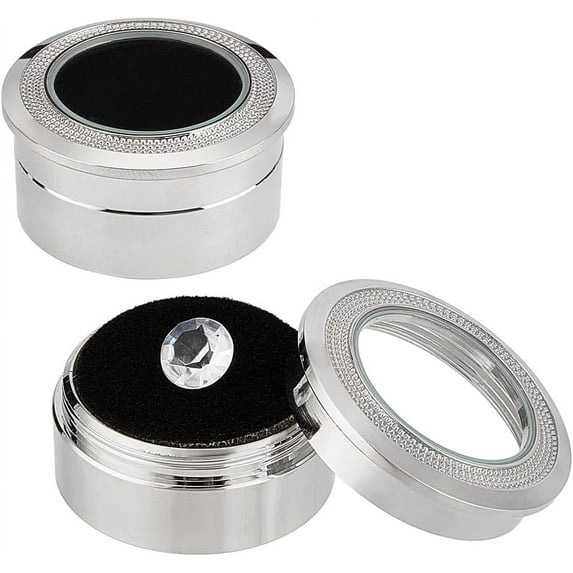 2Pcs Platinum Alloy Jewelry Gift Boxes with Velvet Cushion and Clear ...