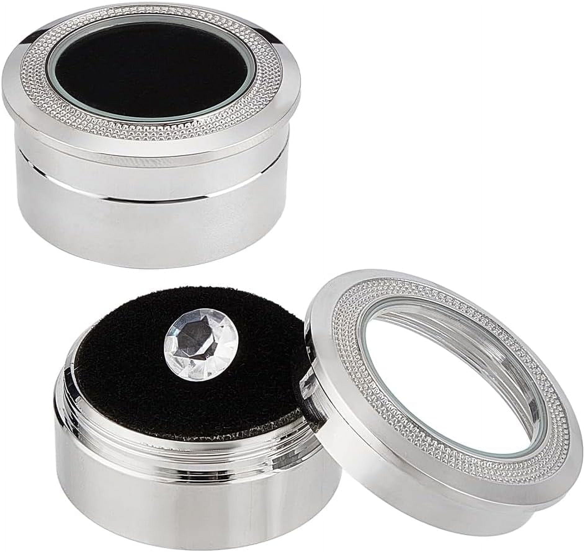 2Pcs Platinum Alloy Jewelry Gift Boxes with Velvet Cushion and Clear ...