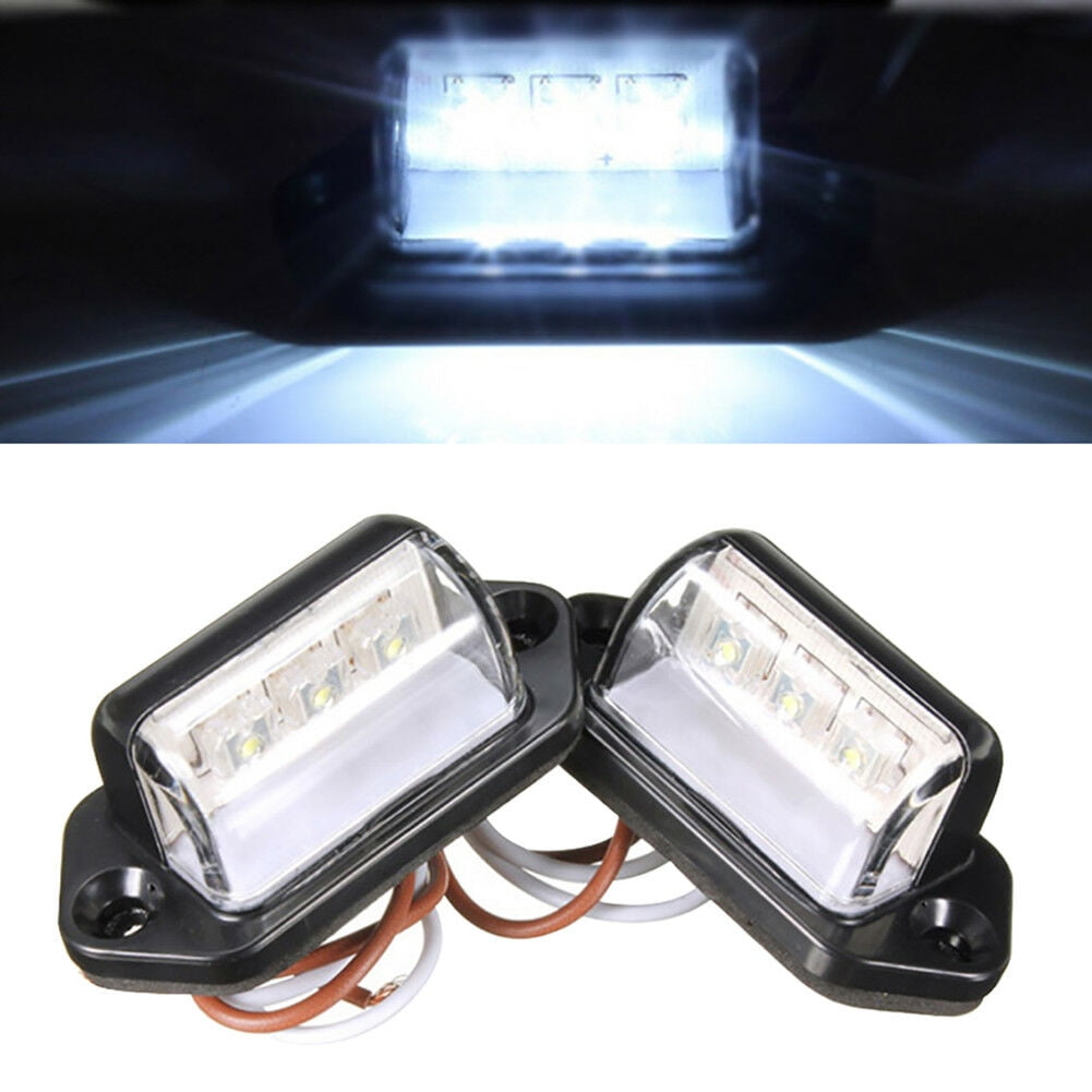 2Pcs Plug & Play LED License Plate Lights 12V, 3 Bright LEDs, for Easy ...