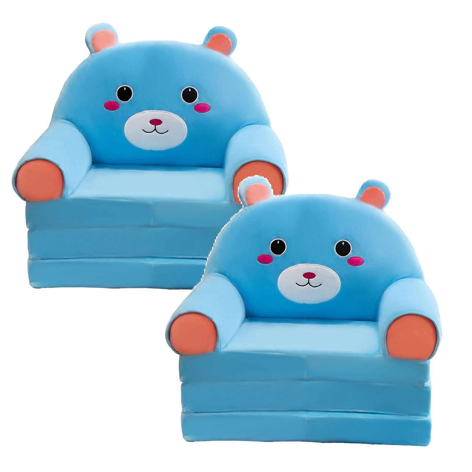 2Pcs Plush Foldable Kids Sofa Backrest Armchair 2In1 Foldable Children ...