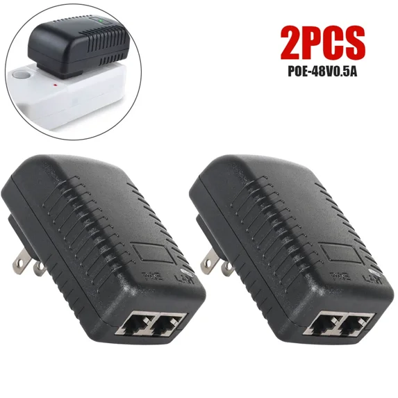 2Pcs Poe Injector 48V 0.5A Power Over Ethernet Adapter For Poe Ip ...