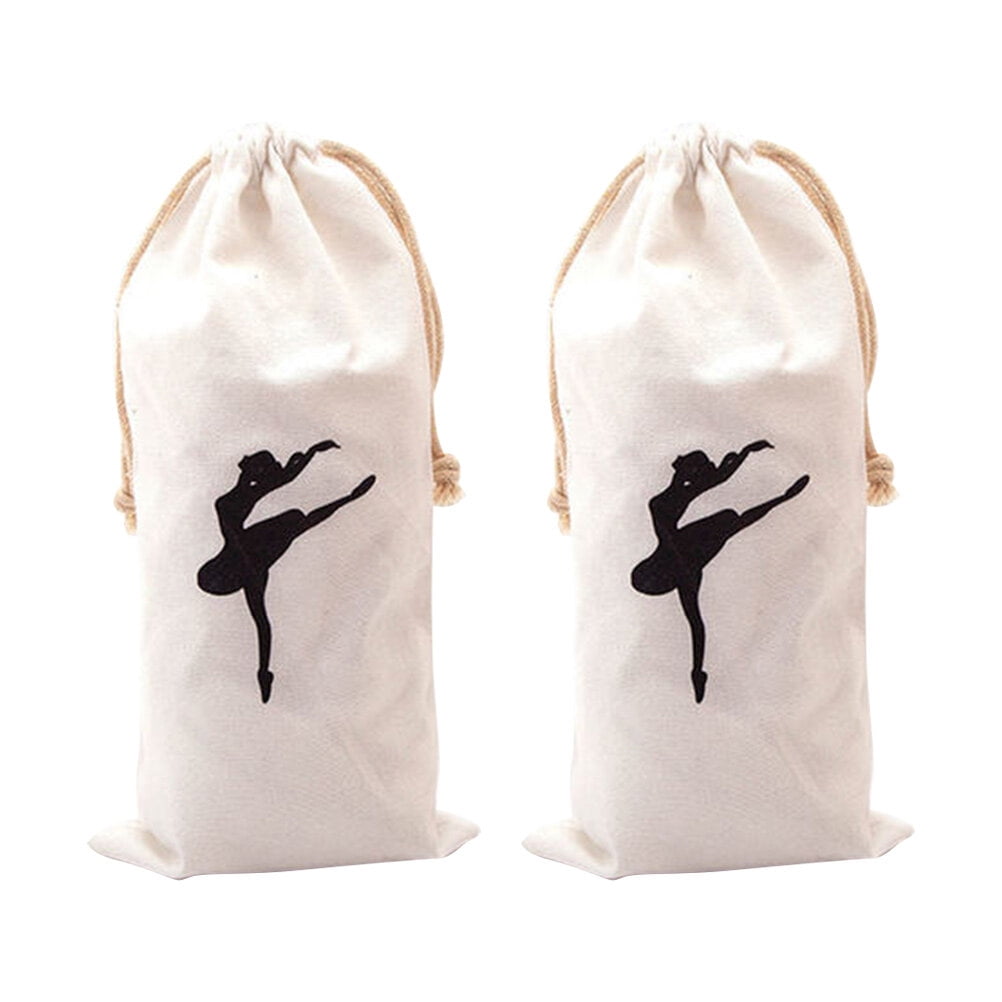 2Pcs Pointe Shoe Bags Ballet Drawstring Bags Canvas Dance Bags Ballet ...
