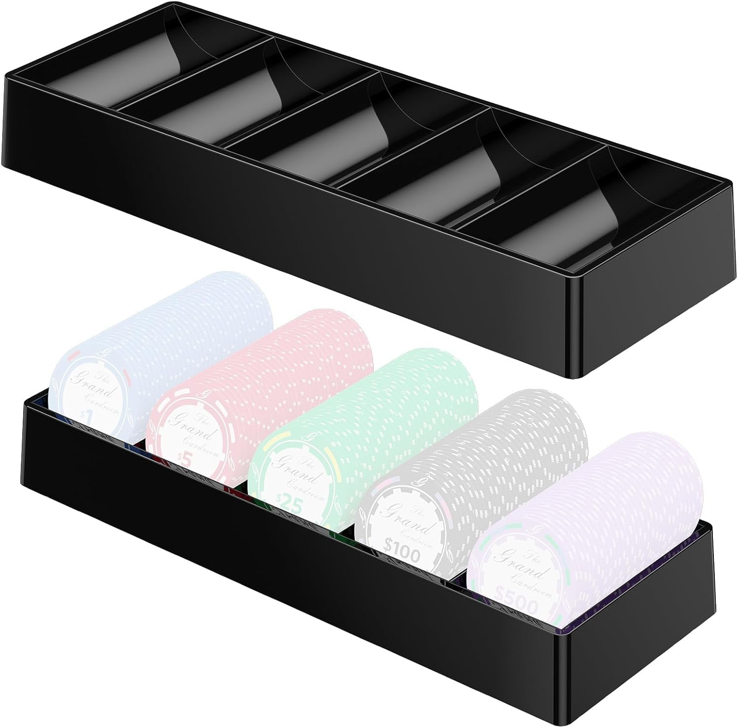 2Pcs Poker Chip Holder Acrylic Poker Chip Tray Rack Chips Storage ...