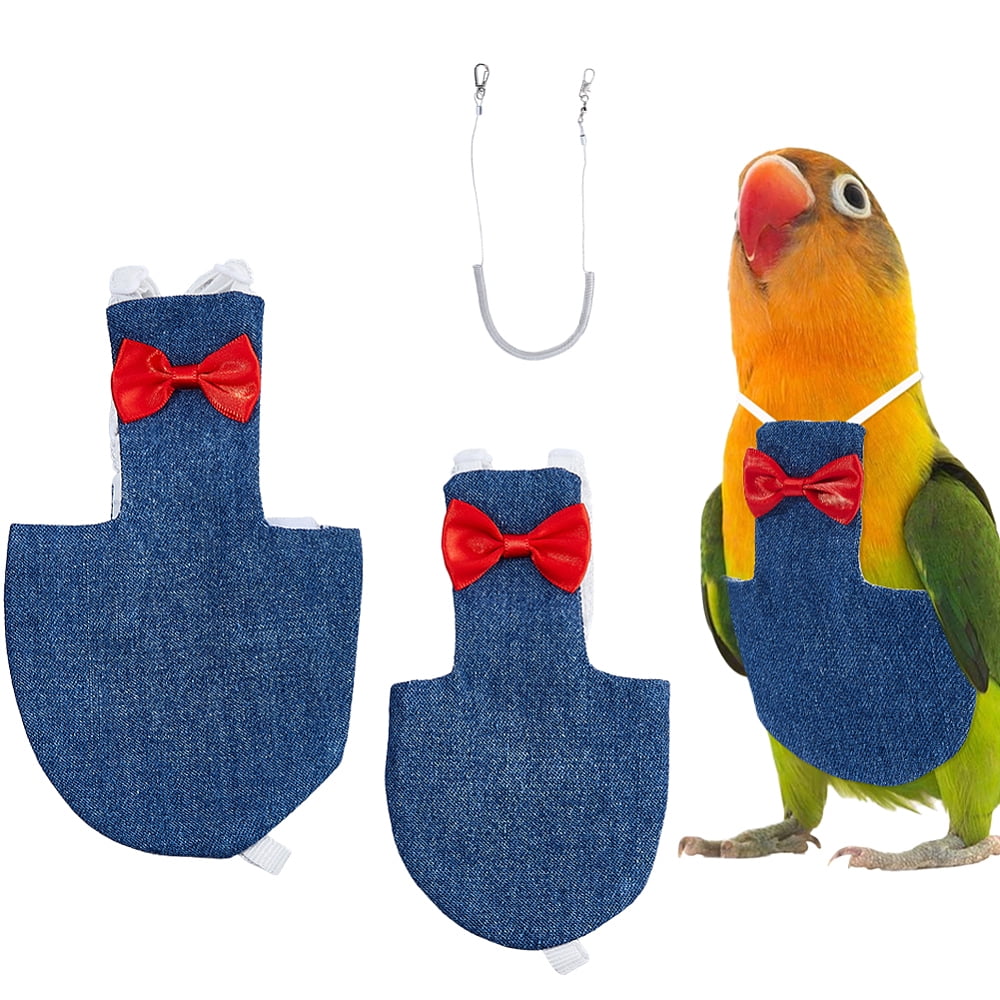 2Pcs Polyester Cotton Plastic Bird Clothes with Zinc Alloy Swivel Snap ...