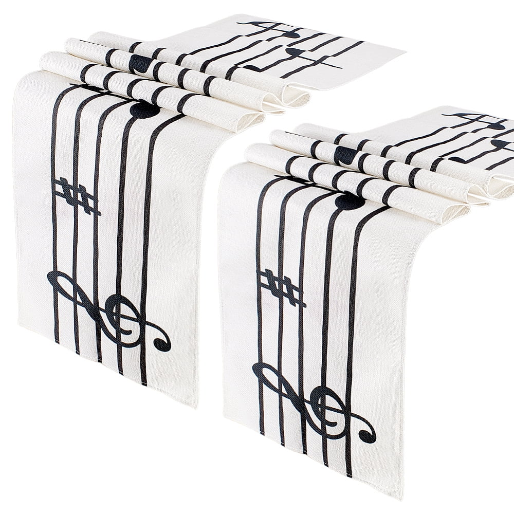 2Pcs Polyester Table Runner for Dining Table Rectangle with Musical ...