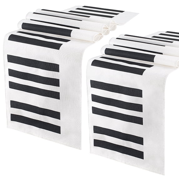 2Pcs Polyester Table Runner for Dining Table Rectangle with Piano White ...