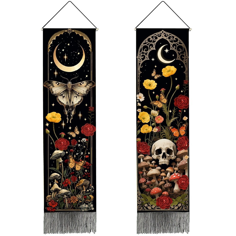 2Pcs Polyester Tapestries Home Wall Hanging Decor Rectangle Mushroom ...