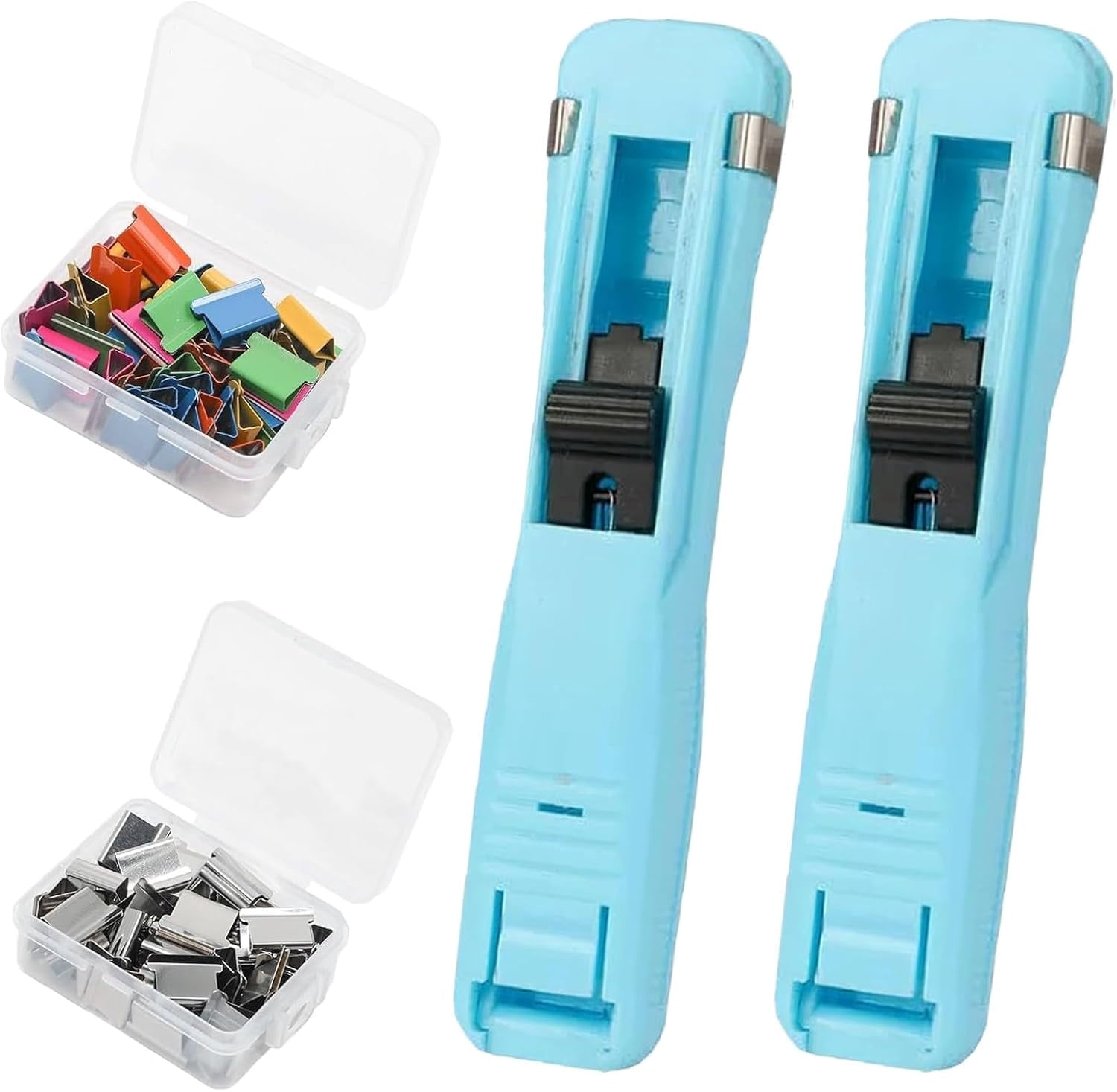 2Pcs Portable Binder Clip Stapler, Includes 100 Reusable Clips ...