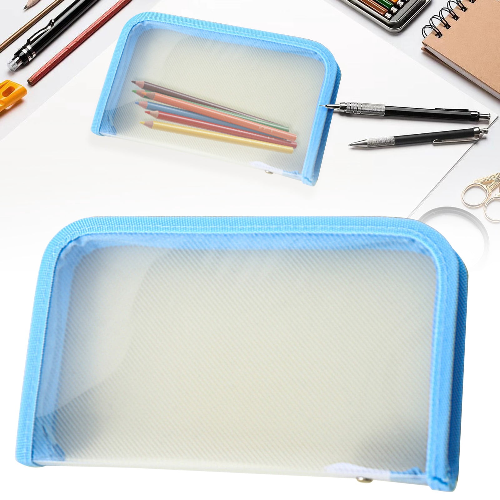 2Pcs Portable Clear File Bag, Zippered Closure Storage Pouches ...