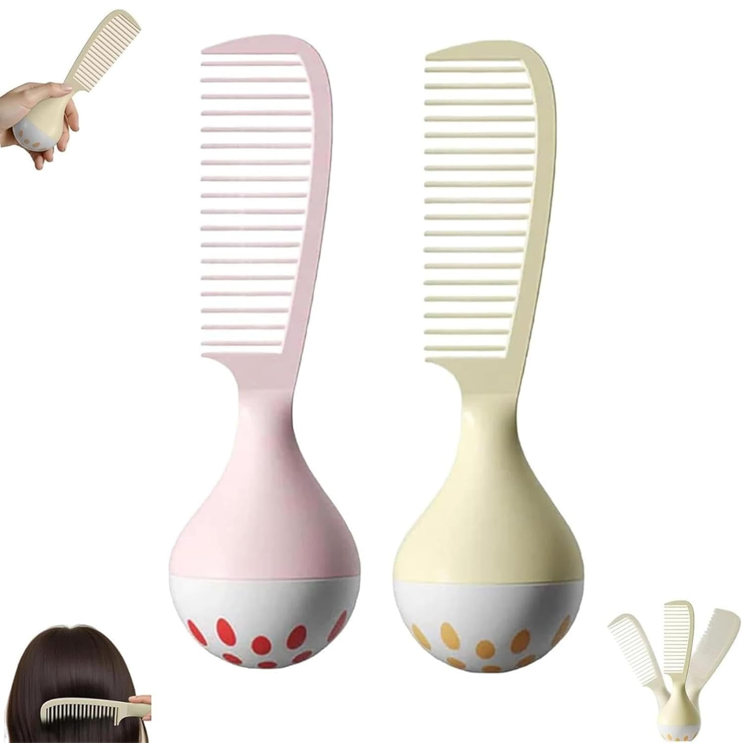 2Pcs Portable Self-Standing Comb, Self-Standing Hair Comb with Weighted ...