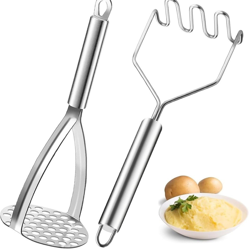 2Pcs Potato Masher Stainless Steel Kitchen Tool For Baby Food Puree ...
