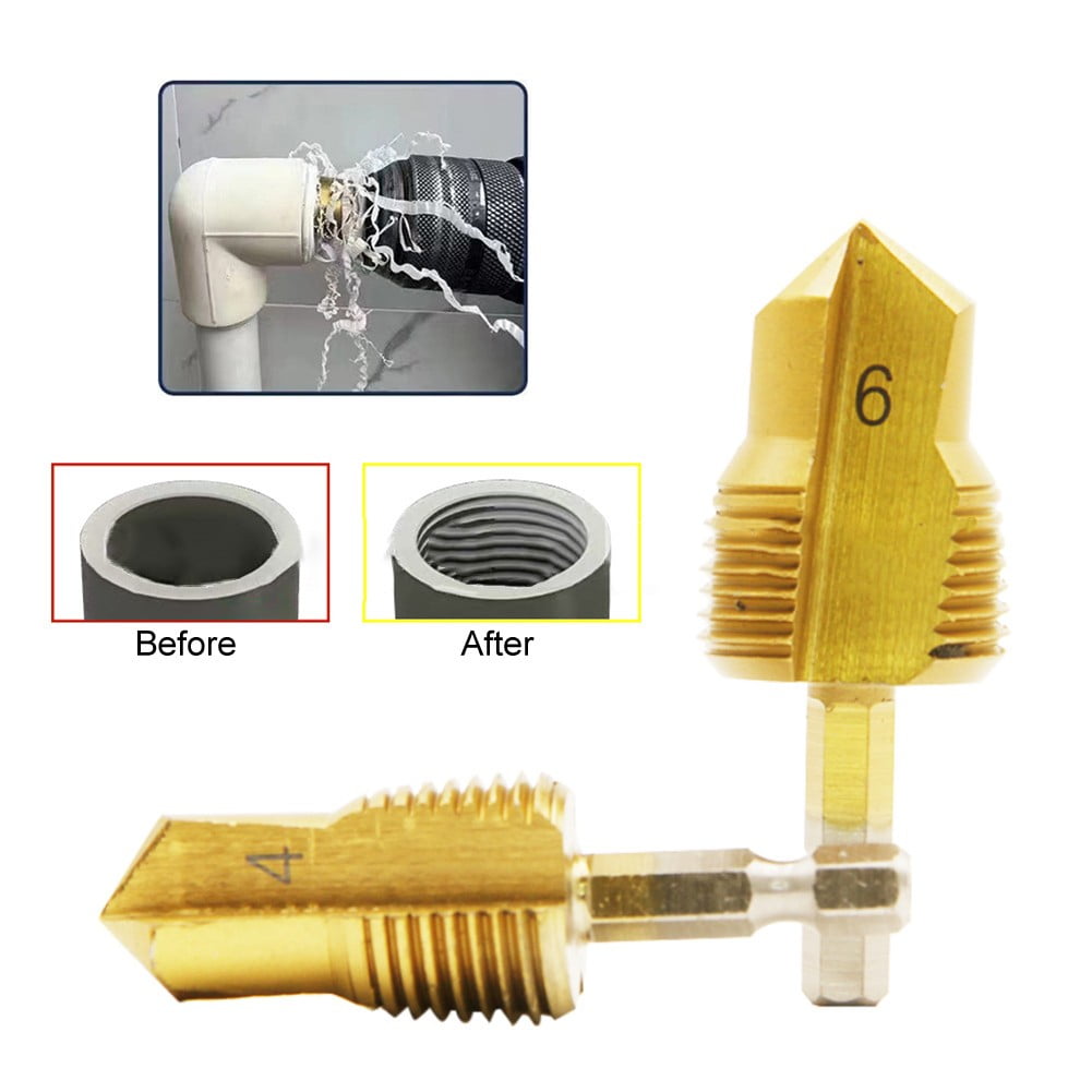 2Pcs PPR Lifting Stepped Drill Bit Hex Water Pipe Expansion and tapping ...