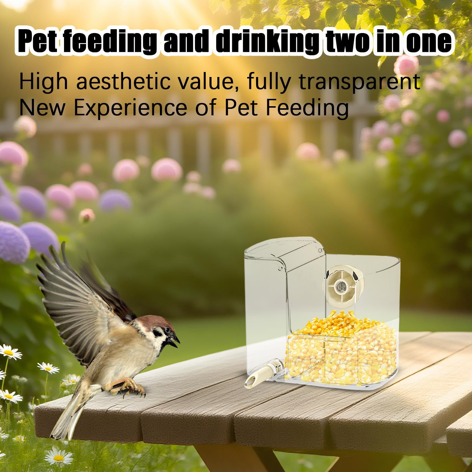 2Pcs Practical 2 in 1 Acrylic Bird Feeder Water Dispenser - Automatic ...