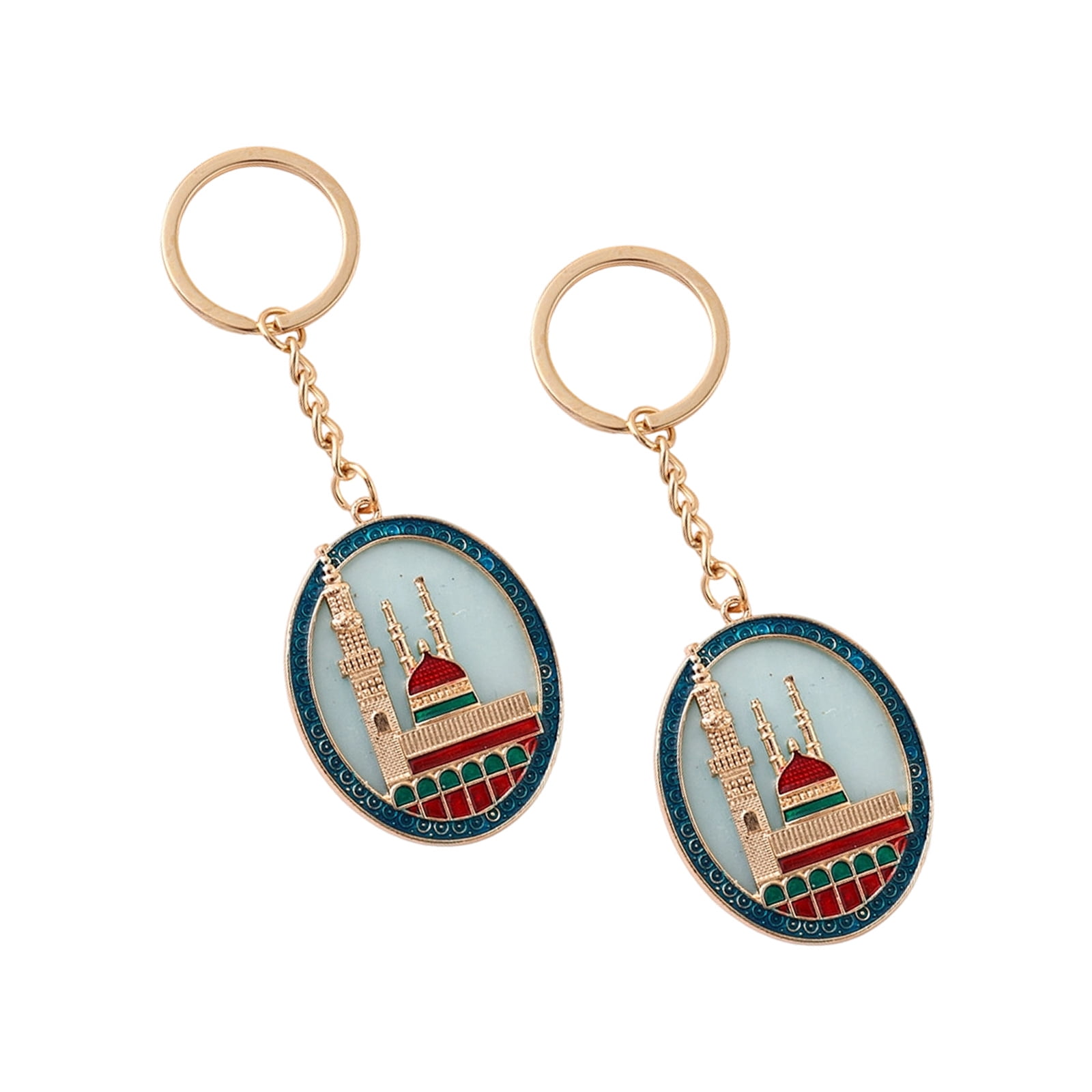 2Pcs Prayer Keychains Zinc Alloy Mosque Art Car Ornaments for Eid Faith ...