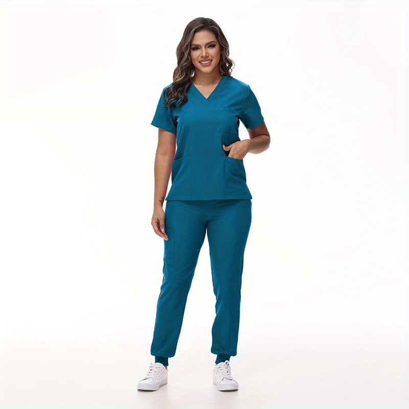 2Pcs Premium Summer Nurse Workwear: Short-sleeved Scrub Set for Busy ...