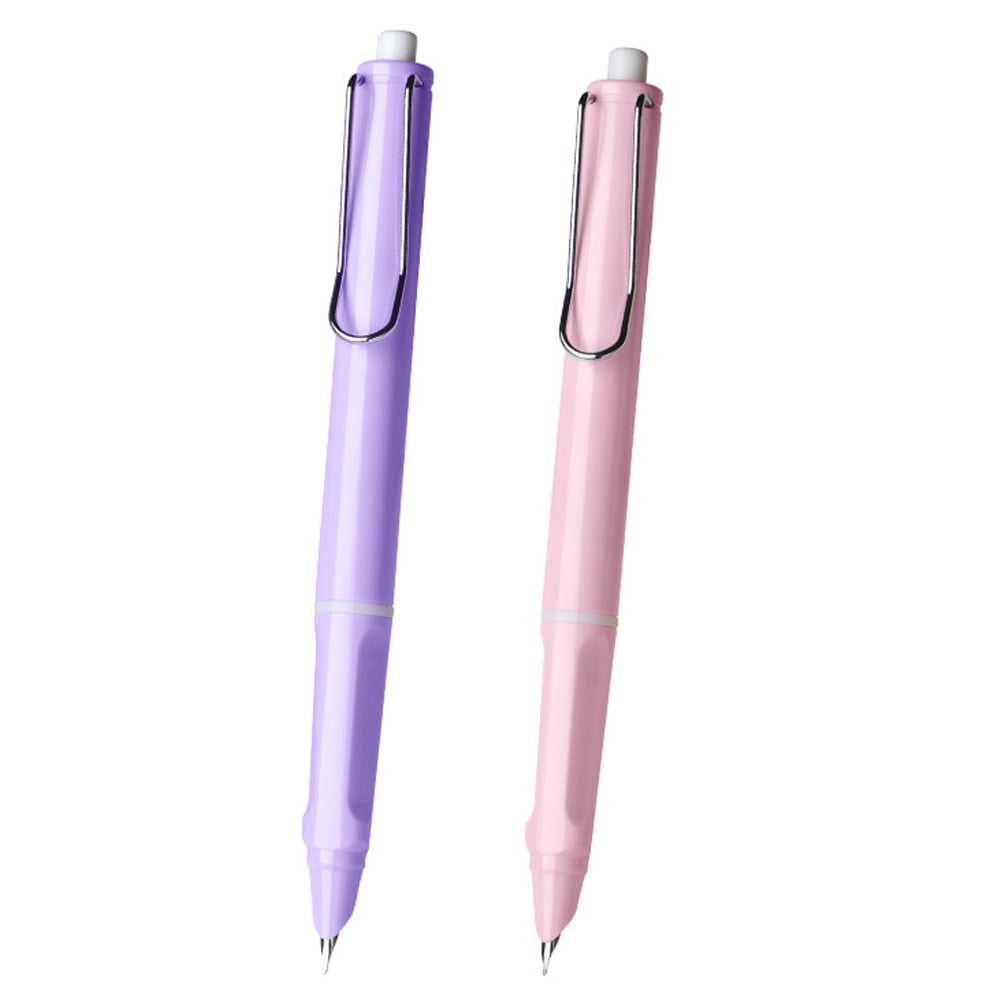 2Pcs Press Fountain Pen, Retractable Extra Fine Nib Metal Ink Pen with ...