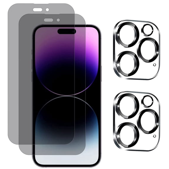 2Pcs Privacy Screen Protectors And 2Pcs Camera Lens Tempered Glass ...