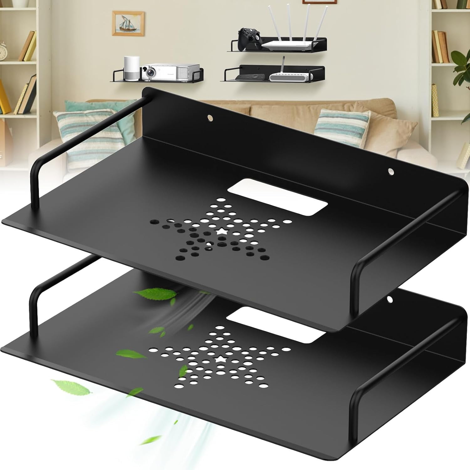 2Pcs Projector Shelf for Wall No Drilling Widen 13 inch , Projector ...