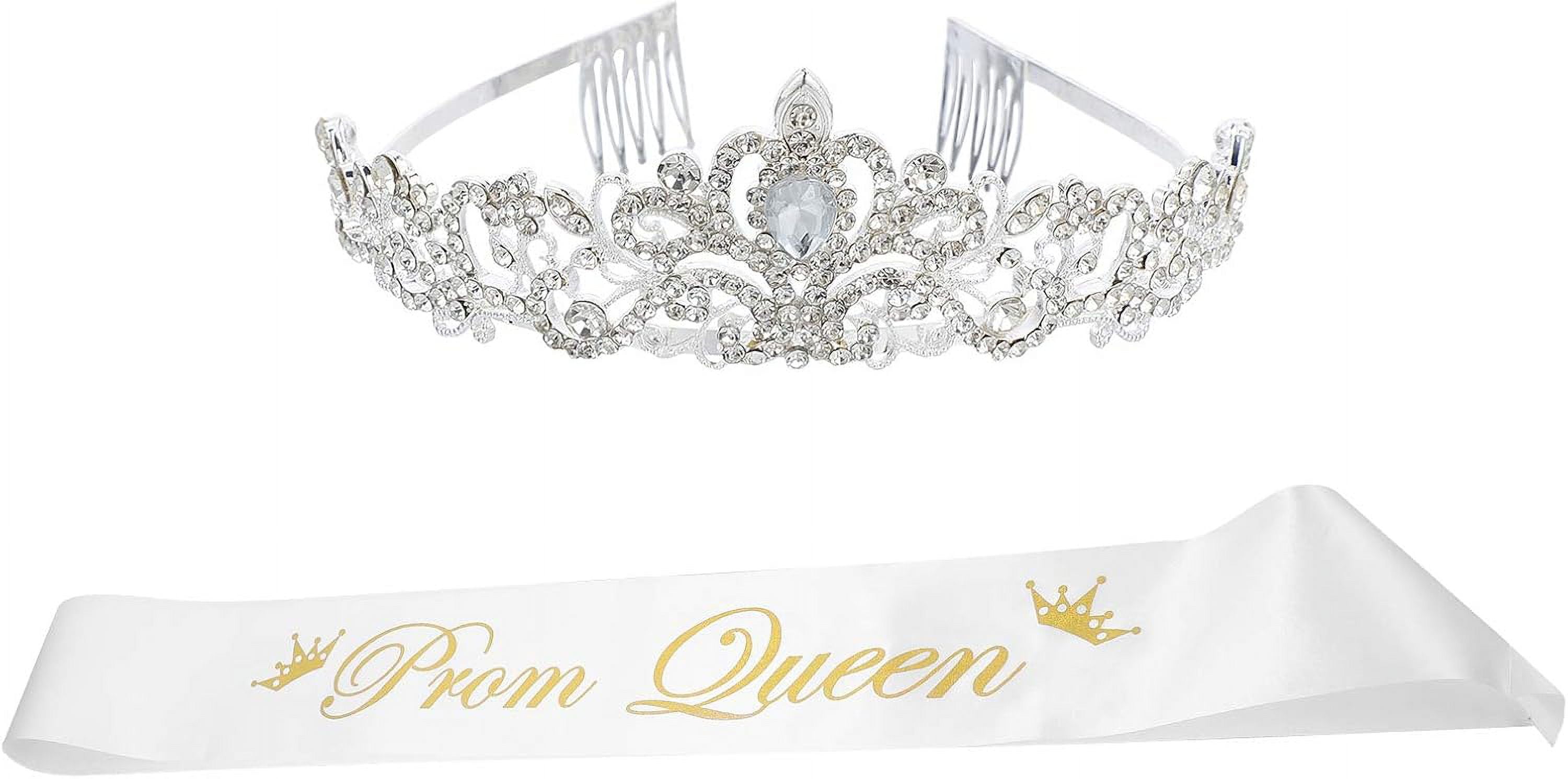 2Pcs Prom Queen Sash and Tiara Set Rhinestone Crystal Tiara Crown for ...