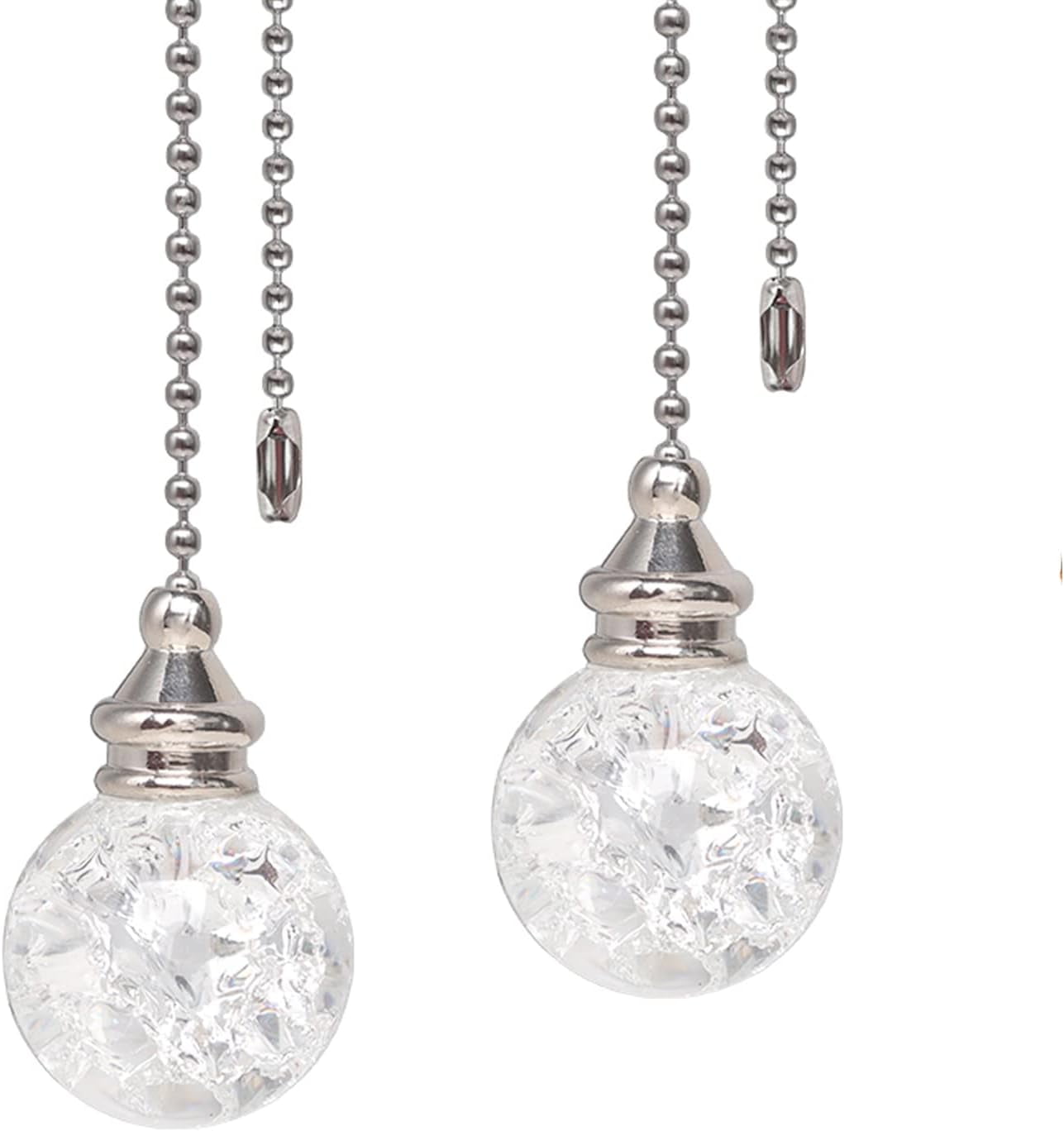 2Pcs Pull Chain Crystal Glass Ice Cracked Ball Pull Chain for Ceiling ...