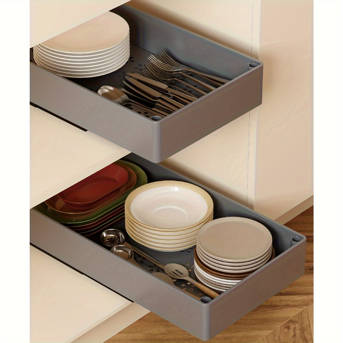 2Pcs Pull-Out Type Cabinet Organizer, No-Punch Cabinet Organizer, Home ...