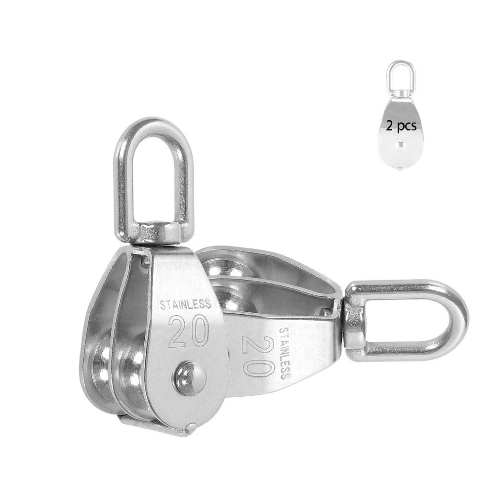 2Pcs Pulley Block, Cable Lifting Pulley, Double Fixed Pulley, Steel ...