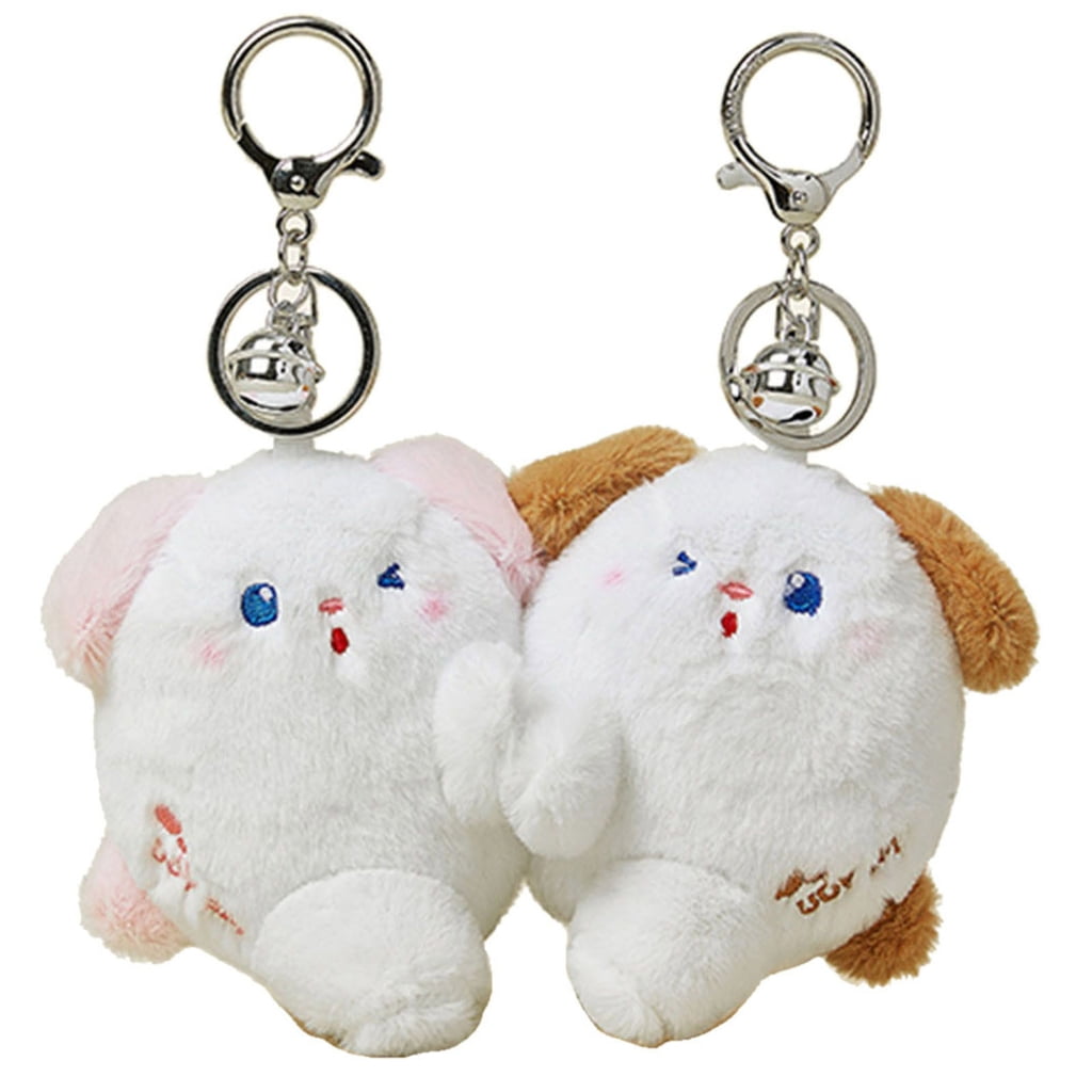 2Pcs Puppy Plush Keychains Toy Cartoon Dog Keys Chain Backpack Pendant ...