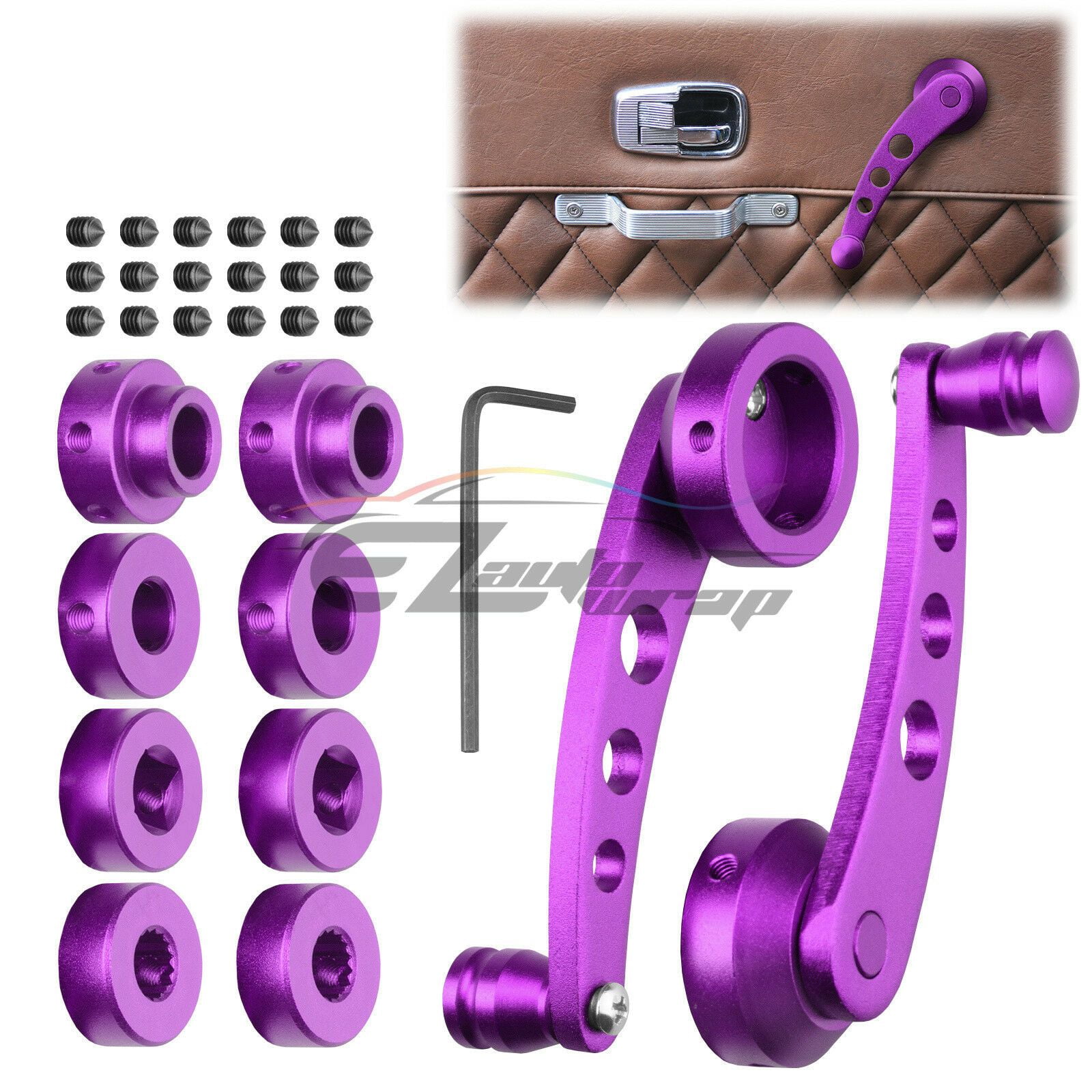 2Pcs Purple Car Window Winder Glass Crank Handle Aluminium Knobs ...