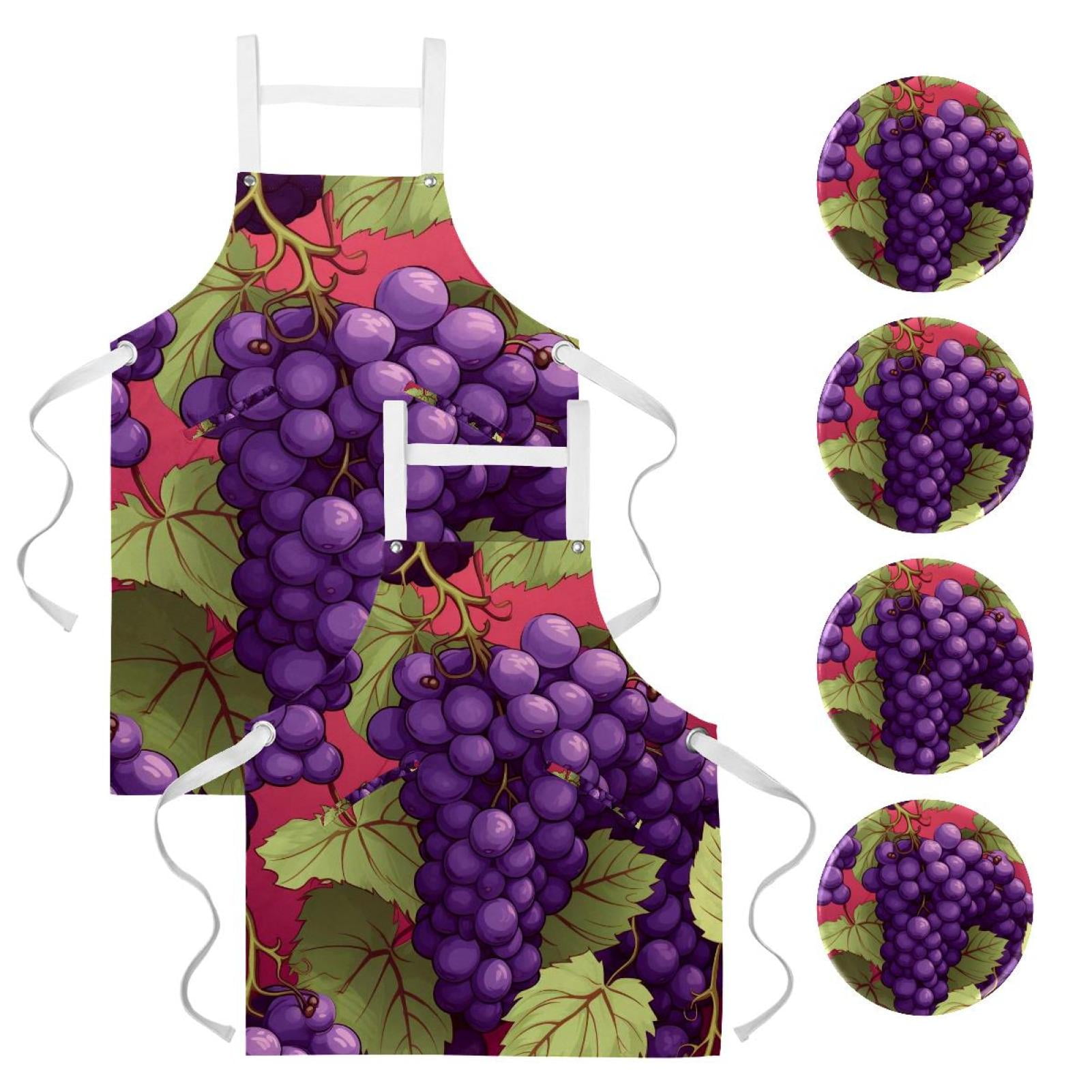 2Pcs Purple Grape Versatile Aprons Set - Kitchen, Baking,Cooking ...