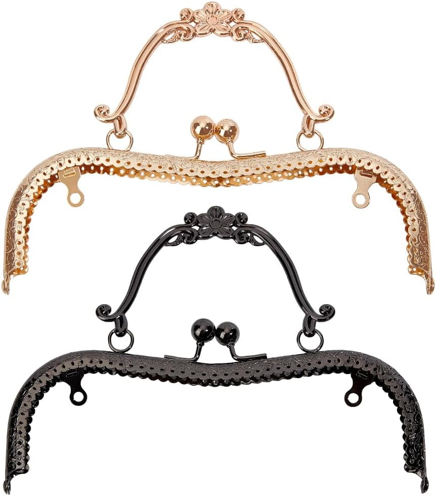 2Pcs Purse Clasp Frame Metal Iron Vintage Antique Rose Gold Black ...