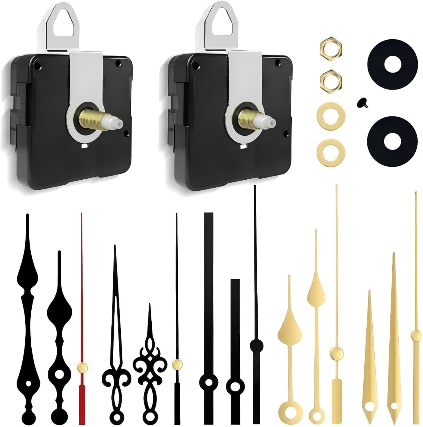 2Pcs Quartz Clock Mechanism Kit, Quiet Sweep Battery-Powered Clock ...