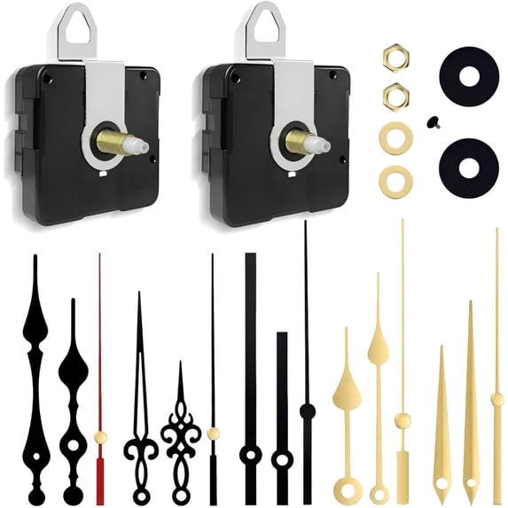 2Pcs Quartz Clock Mechanism Kit, Quiet Sweep Battery-Powered Clock ...
