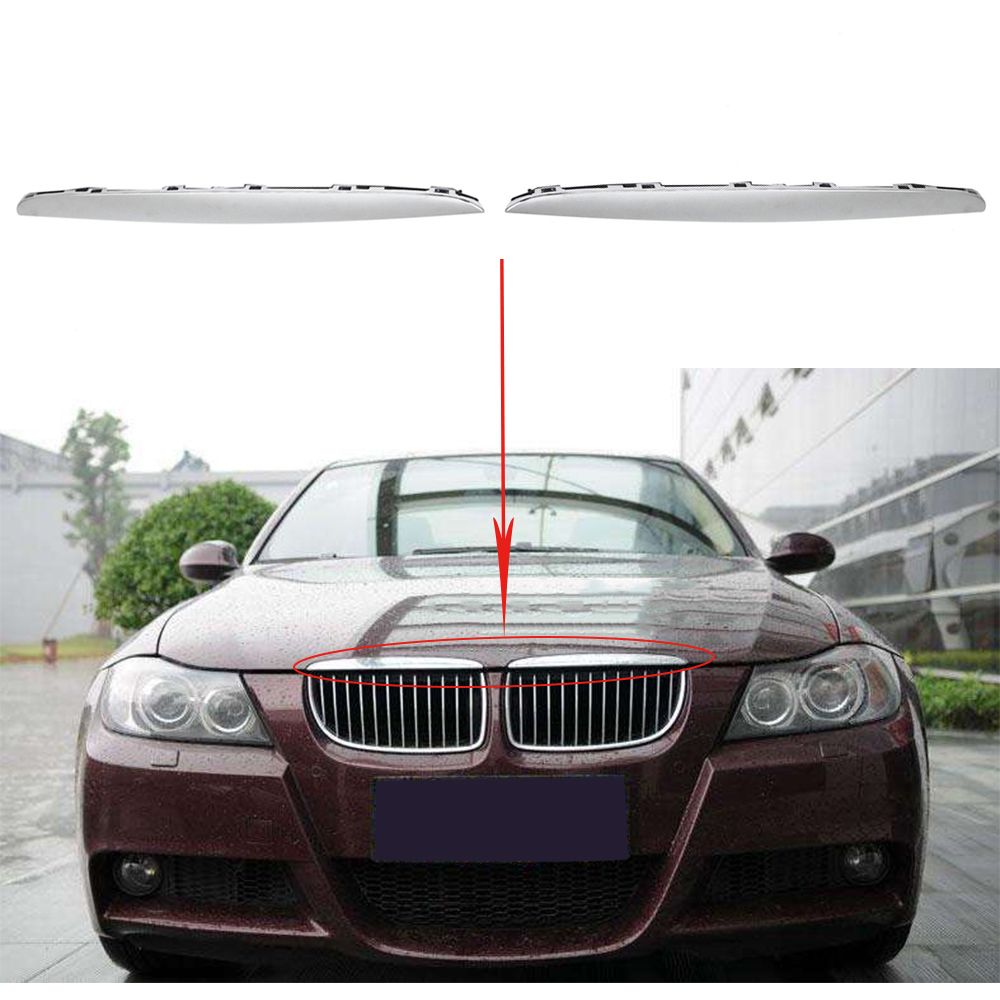 2Pcs R L Hood Molding Chrome Trims Above Grille Fit for BMW E90 E91 ...