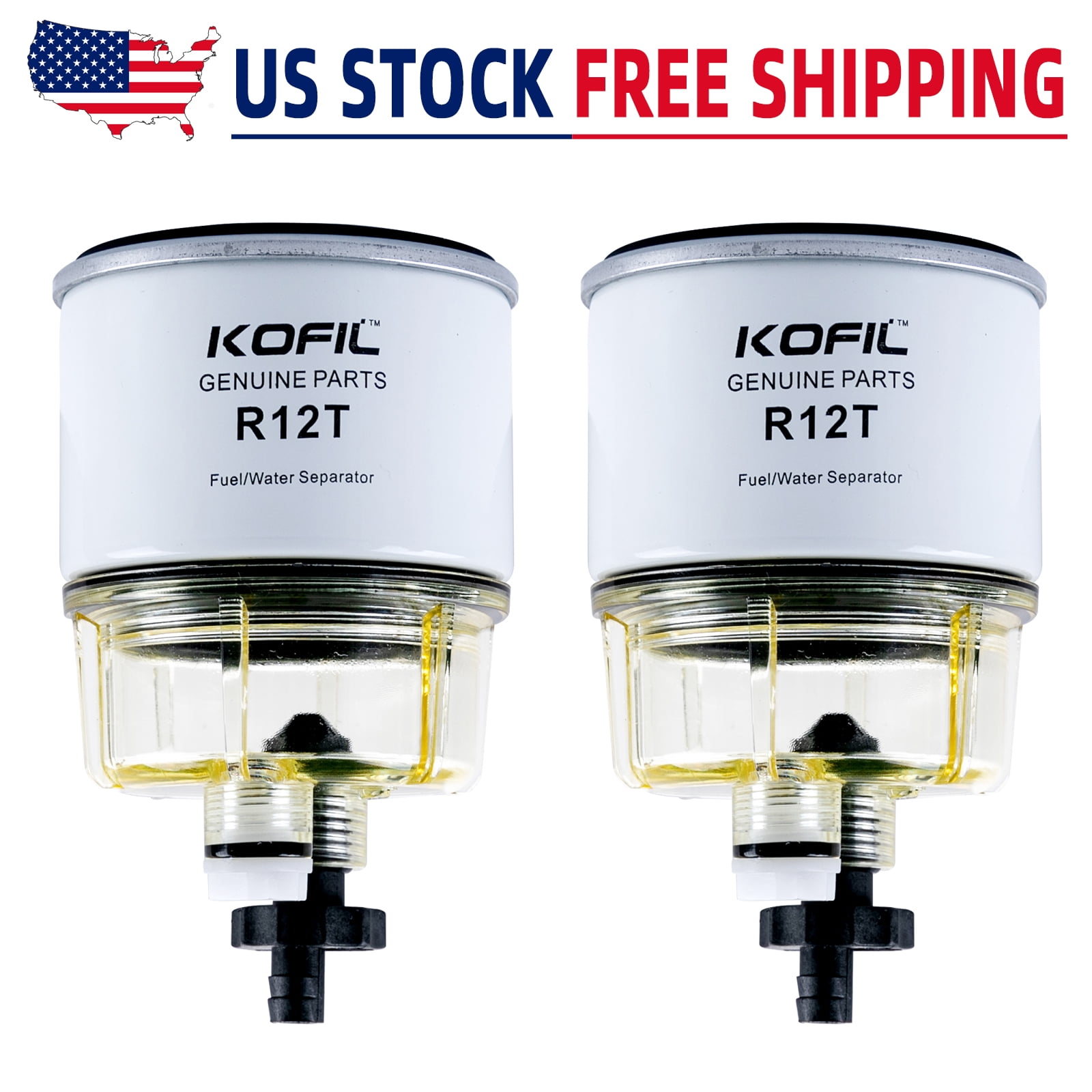 2Pcs R12T Fuel Filter/Water Separator Replacement Spin-on R12T Filter ...
