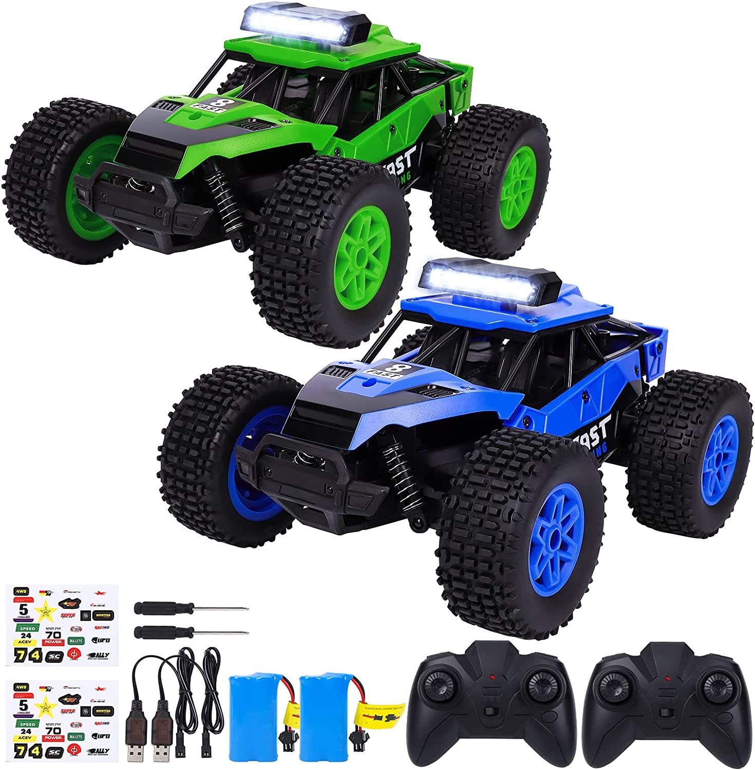 2Pcs RC Cars,1:20 Scale Remote Control Toy Car, 4WD High Speed 11.2MPH ...