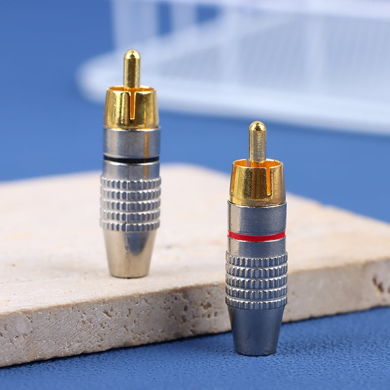 2Pcs RCA Male Connector Non Solder Plug Adapter For Audio Cable Plug ...