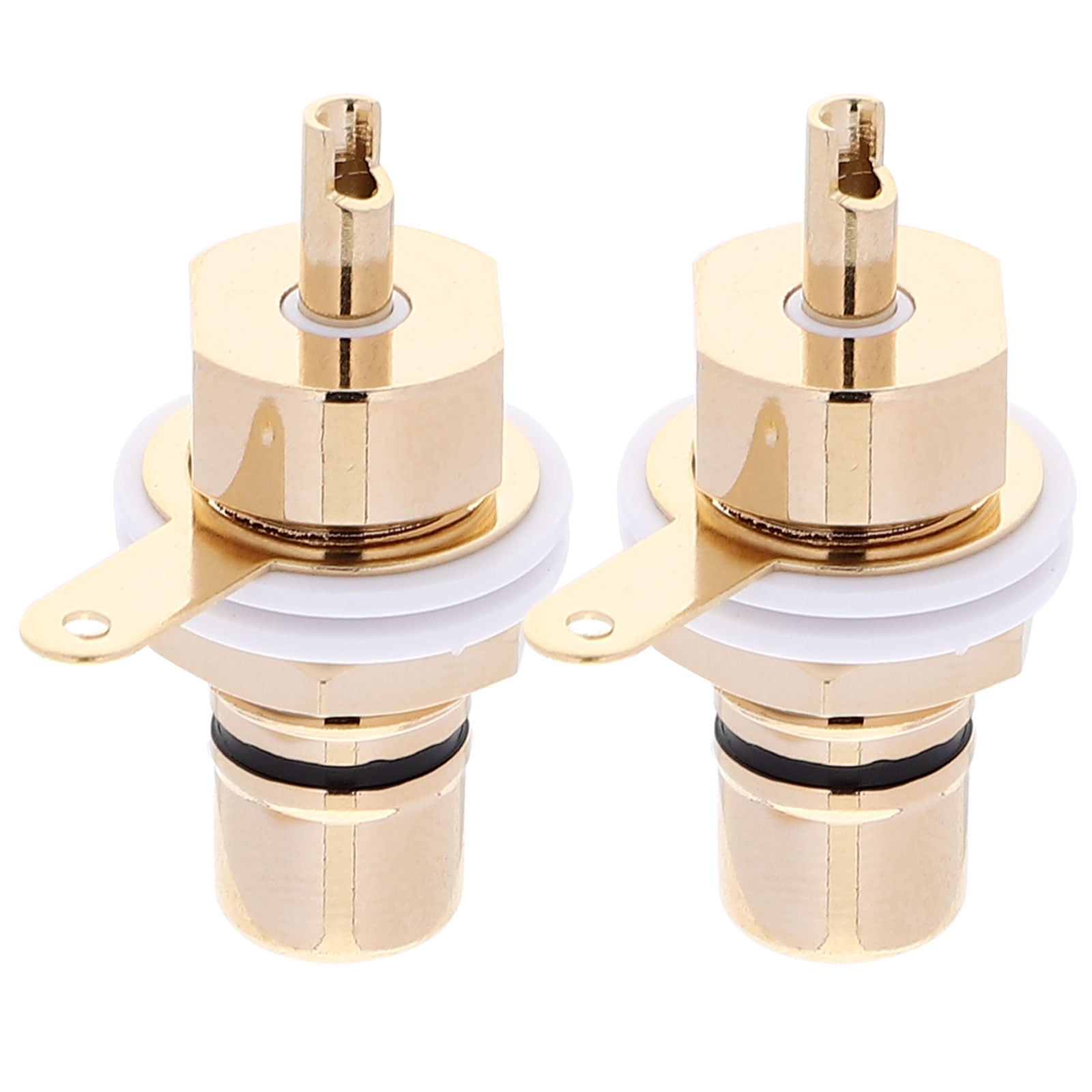 Pawsdot 2Pcs Golden Rca Female Socket Panel Mount Adapter for Speaker ...
