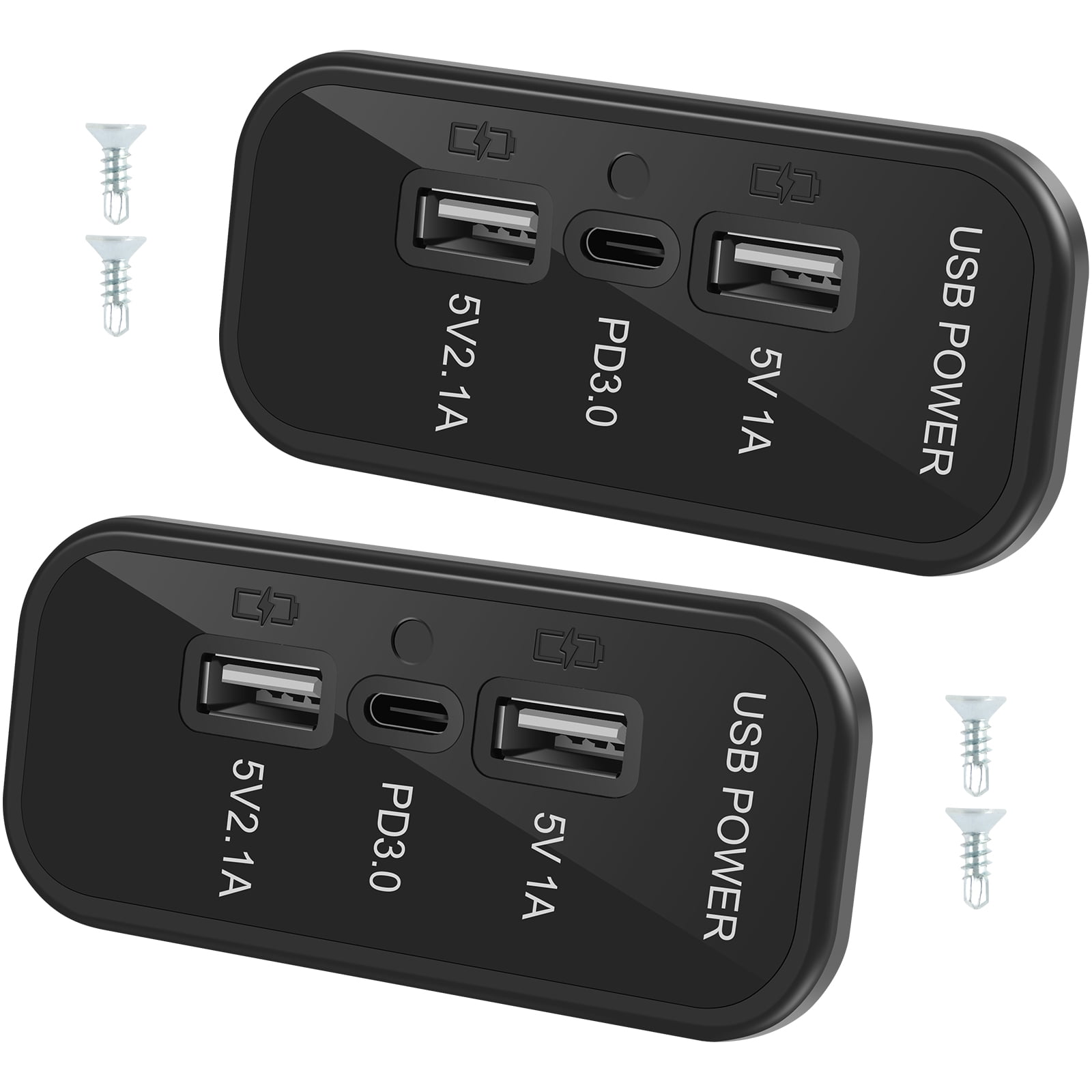 NUAHRHY 2Pcs RV USB Outlet 3 Ports 45.5W 12V Wall Mount USB Outlet with ...