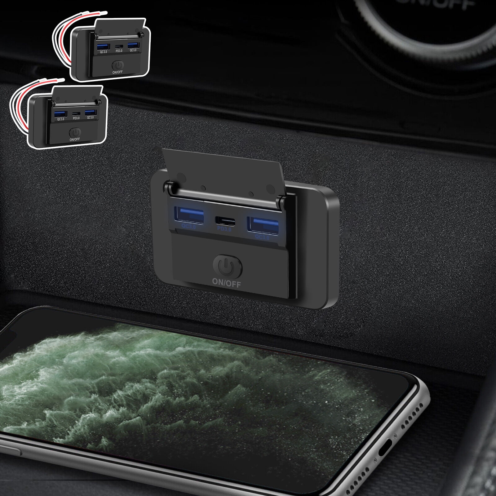 2Pcs RV USB Outlet with Cap 3 Ports 36W 12V to 24V Wall Mount USB ...