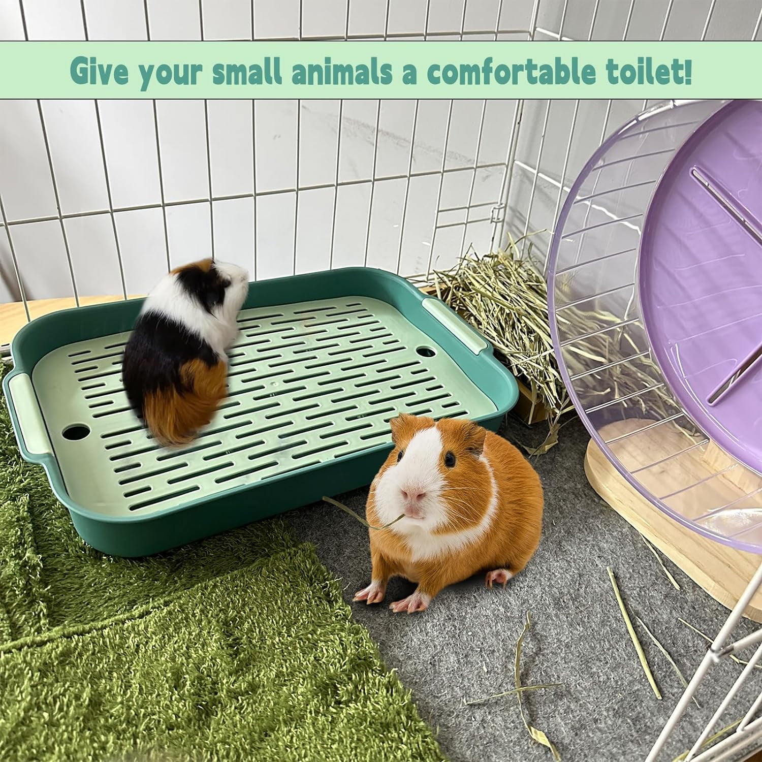 2Pcs Rabbit Litter Box with Grid Potty Trainer, 10.8 x 7.4 Inches ...