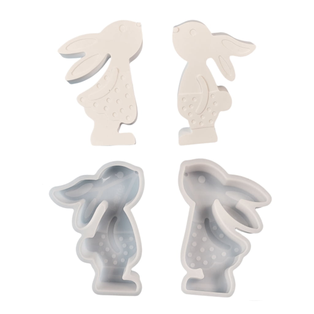 2Pcs Rabbit Resin Molds for DIY Candle Soap Chocolate Cake Fondant ...