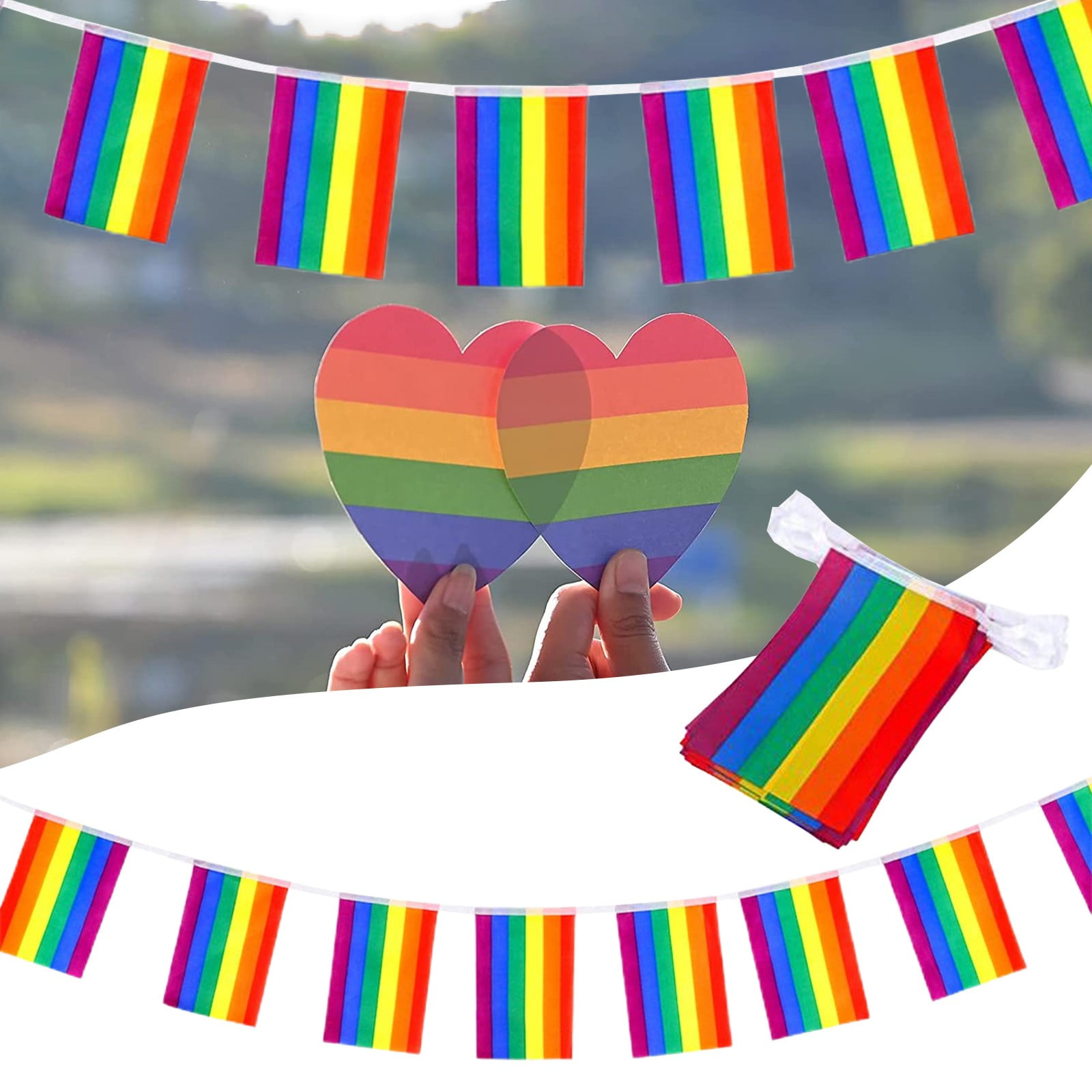 2Pcs Rainbow Pride Flag Decoration party Set, 8.26x5.5inch Rainbow ...