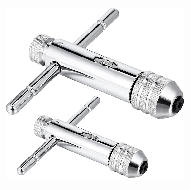 2Pcs Ratchet T Handle Tap Wrench, Adjustable Bar Holder Ratcheting Wrench for Metric M3-M8 / M5 ...