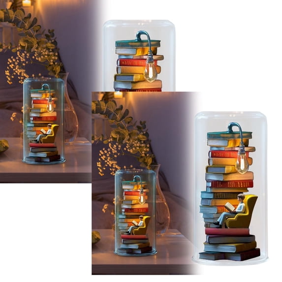 2Pcs The Reader In The Test Tube Reader Night Lights Mini Reading Book ...