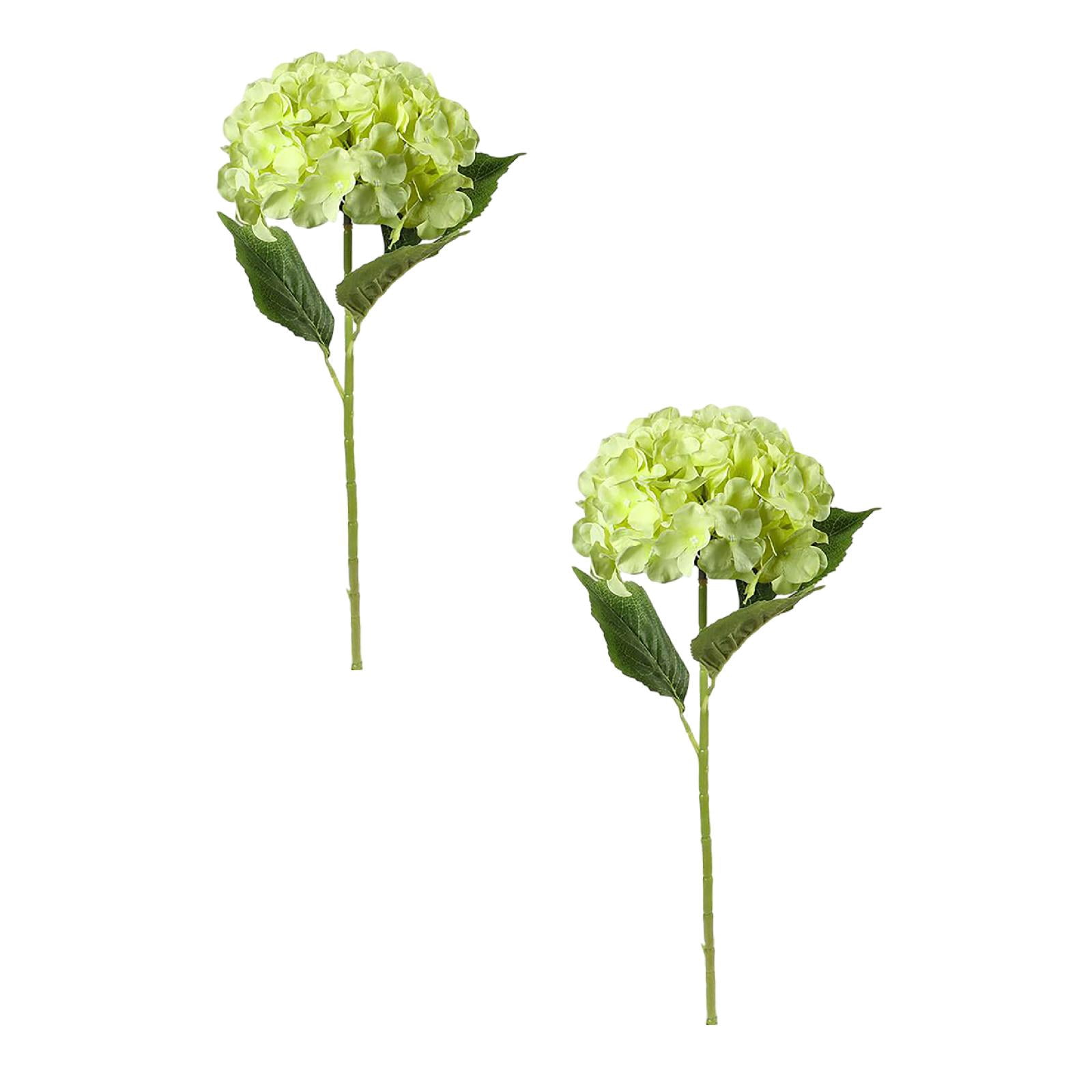 2Pcs Realistic Green Hydrangea 24 Inch Hydrangea With Long And Leaves ...