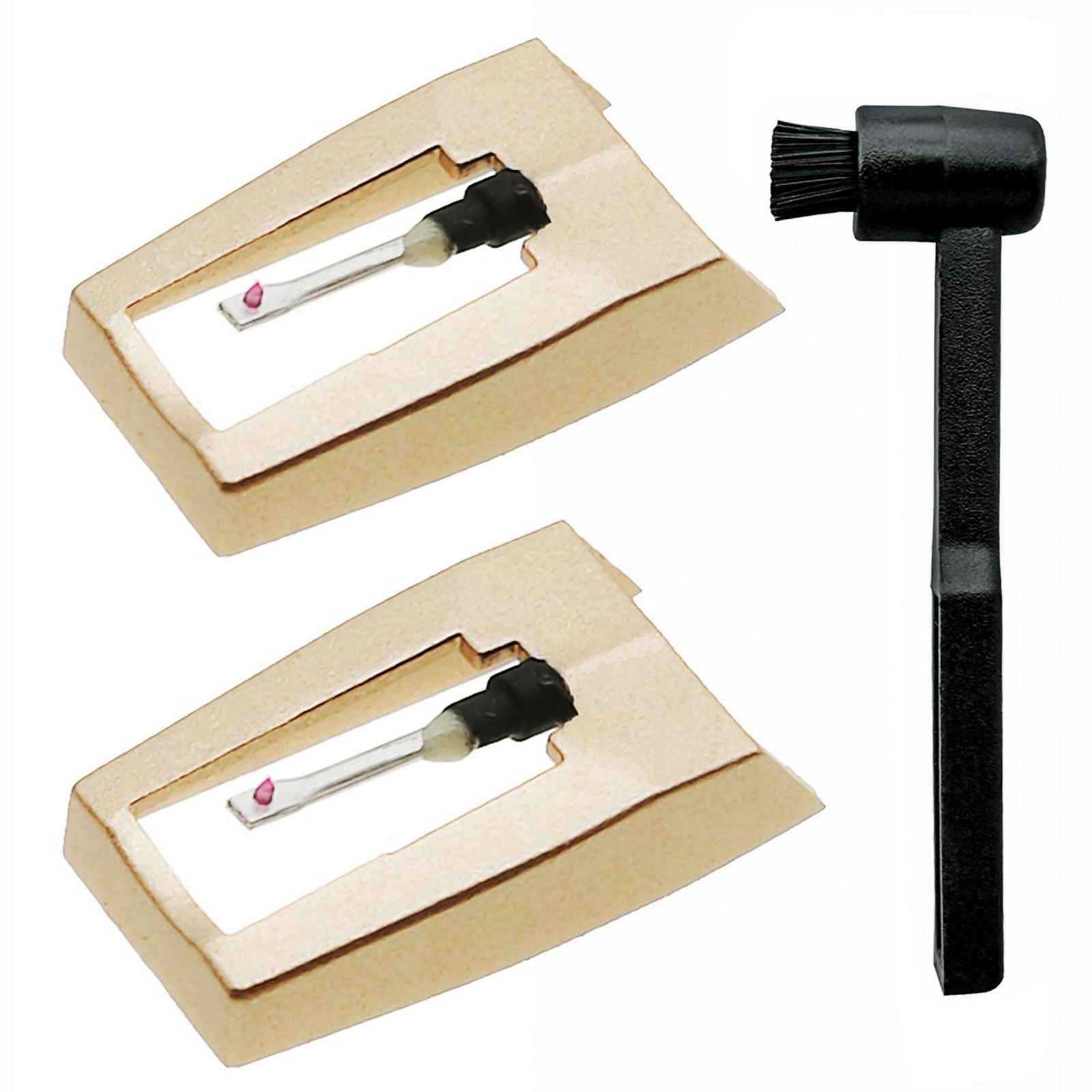 2Pcs Record Player Needles Replacement with Stylus Cleaning Brush Kit ...